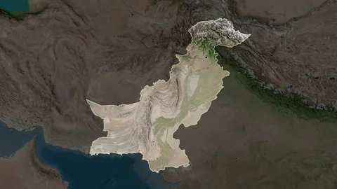 Pakistan map - zoom. Border. Satellite. | Stock Video | Pond5