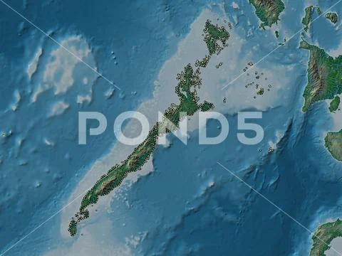 Palawan, Philippines. Colored elevation map with lakes and rivers ...