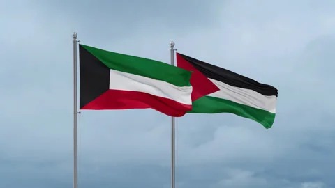 Palestine and Kuwait flag | Stock Video | Pond5