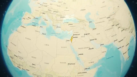 Palestine Map On Earth Globe - Flat Styl... | Stock Video | Pond5