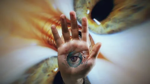 Palm Hand Eyeball Hypnotic Stare Eyes Tu... | Stock Video | Pond5