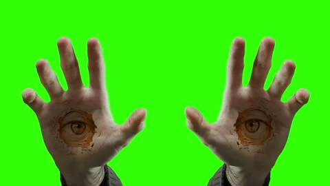 Palm Hand Eyes Stare Weird Green Screen ... | Stock Video | Pond5
