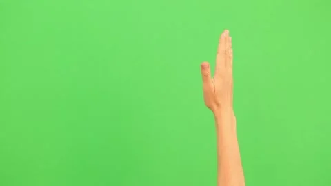 Palm of right male hand raising on green... | Stock Video | Pond5