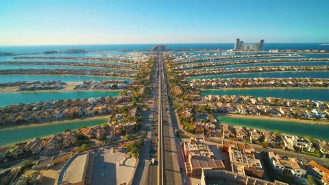 The Palm Tree Island Dubai - Sky View Ar... | Stock Video | Pond5