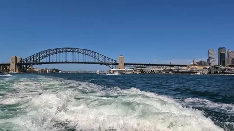 Pan across Sydney harbour bridge from vi... | Stock Video | Pond5