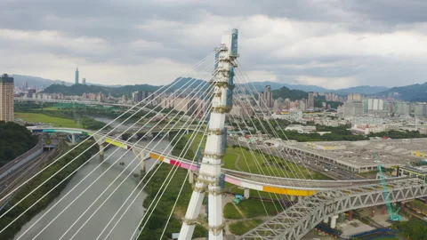 Pan Around Bridge with Taipei 101 in bac... | Stock Video | Pond5