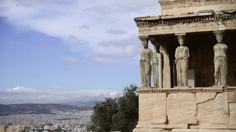 Pan down along the stone walls outside o... | Stock Video | Pond5