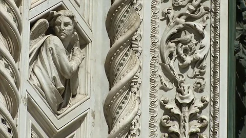 Pan down Gothic details of the exterior... | Stock Video | Pond5