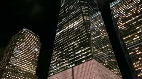 Pan Down One World Trade Center At Night | Stock Video | Pond5