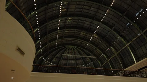 Pan down reveal inside the Mall of the E... | Stock Video | Pond5
