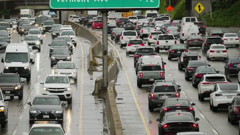 A Pan of Heavy Traffic in the Rain on th... | Stock Video | Pond5