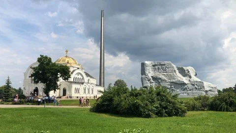 Pan left of Churches and monuments, Bres... | Stock Video | Pond5