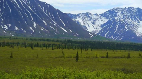 Pan Left Lush Green Field with Mountain ... | Stock Video | Pond5