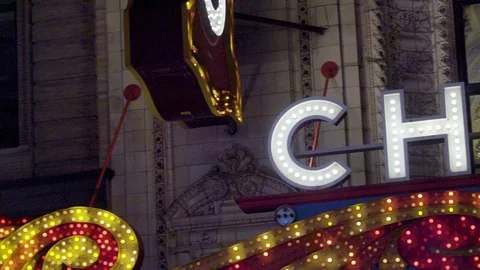 Pan Left to Reveal Famous Chicago Theate... | Stock Video | Pond5