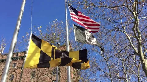 Pan left to right onto Baltimore City Fl... | Stock Video | Pond5