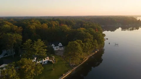 A Pan over Mona Lake during Sunrise in A... | Stock Video | Pond5