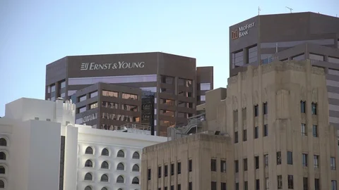Pan right of buildings in Downtown Phoen... | Stock Video | Pond5