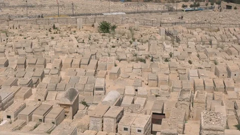 Pan right of the Jewish cemetery | Stock Video | Pond5