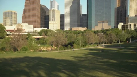 Pan right of a park in Houston | Stock Video | Pond5