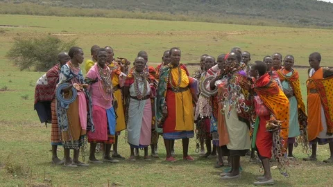 Pan right view of women with traditional... | Stock Video | Pond5