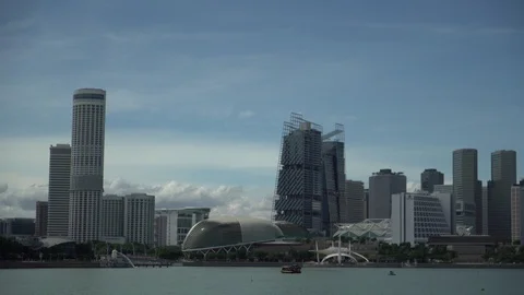 Pan shot from One Fullerton to Marina Ba... | Stock Video | Pond5