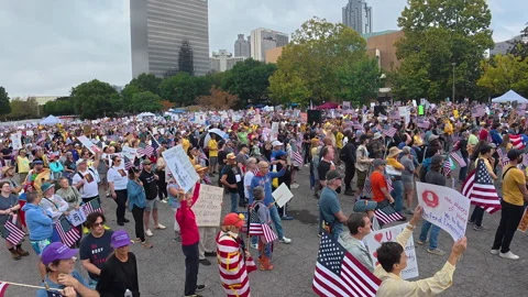 Pan shows huge crowd attending Atlanta N... | Stock Video | Pond5