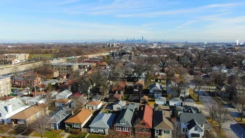 Pan View of Houses in the Suburbs and Ch... | Stock Video | Pond5