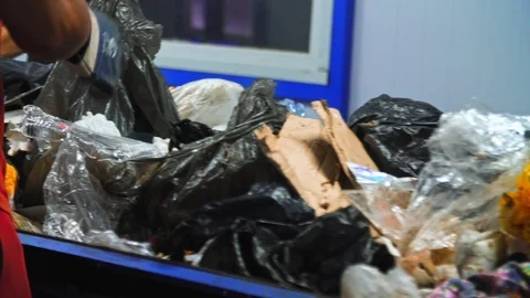 PAN of workers of garbage recycling fact... | Stock Video | Pond5