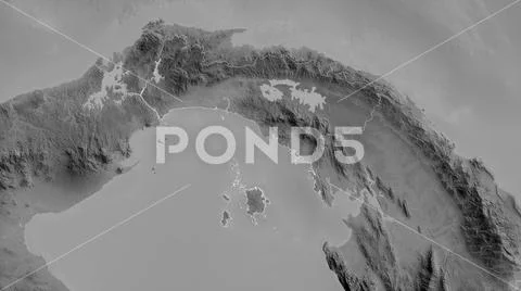 Panam, Panama. Grayscaled map with lakes and rivers ~ Clip Art #130282911