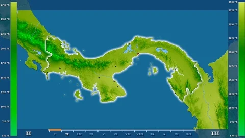 Panama - average temperature, borders an... | Stock Video | Pond5