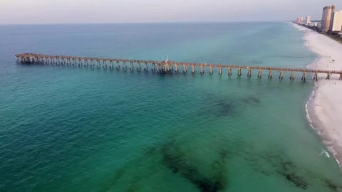 Panama city beach Pier at Pier park Aeri... | Stock Video | Pond5
