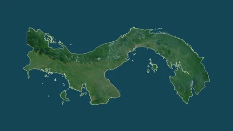 Panama map - cartoon. Border. Satellite. | Stock Video | Pond5