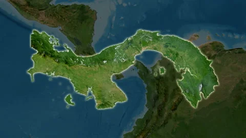 Panama map - extract. Glow. Satellite. L... | Stock Video | Pond5