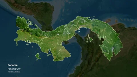 Panama map - extract. Regions. Satellite... | Stock Video | Pond5