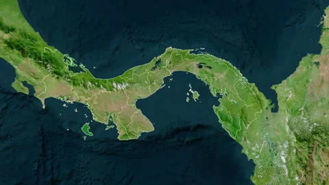 Panama map - glide. Regions. Satellite. | Stock Video | Pond5