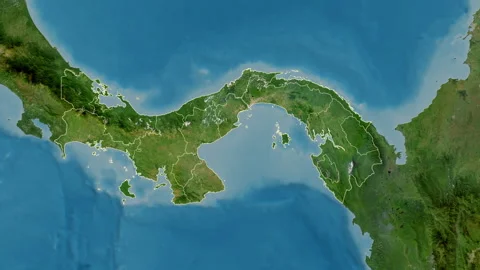 Panama map - glide. Regions. Satellite. | Stock Video | Pond5