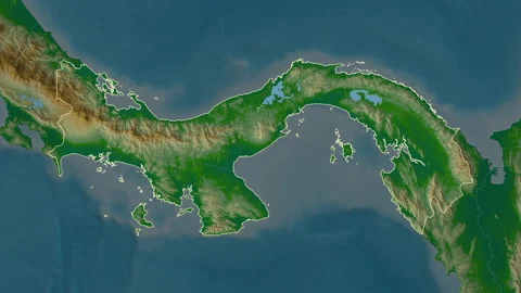 Panama map - solid. Regions. Physical. L... | Stock Video | Pond5