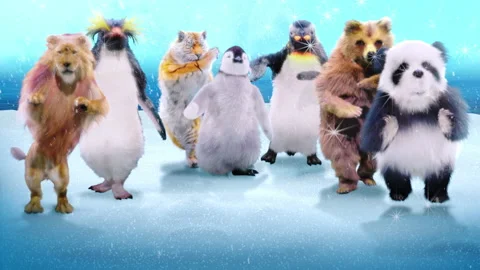 panda tiger penguin penguins White lion ... | Stock Video | Pond5