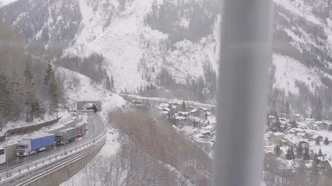 Panning camera view from skyway window g... | Stock Video | Pond5