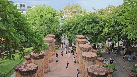 Panning of pillars of PoNagar Cham tower... | Stock Video | Pond5