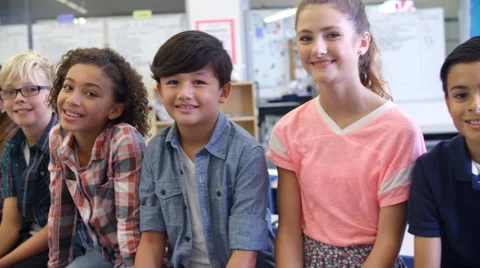 Panning shot of 5th grade kids and teach... | Stock Video | Pond5