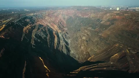 Panorama aerial view shot open pit mine ... | Stock Video | Pond5