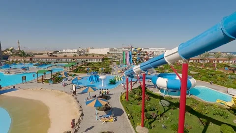 Panorama of the Aquapark Sliders, Aqua P... | Stock Video | Pond5