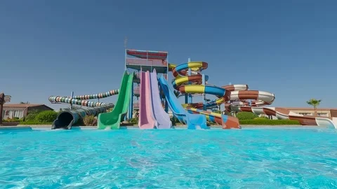 Panorama of the Aquapark Sliders, Aqua P... | Stock Video | Pond5