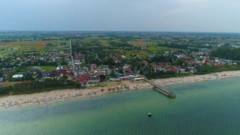 Panorama Beach Baltic Sea Chlopy Plaza M... | Stock Video | Pond5
