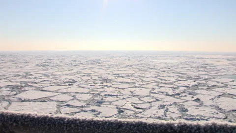Panorama of the frozen sea from the deck... | Stock Video | Pond5
