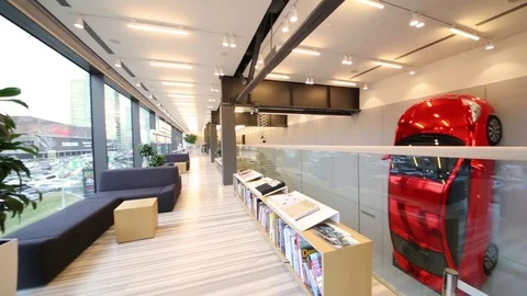 Panorama library with stairs, sofa, car ... | Stock Video | Pond5