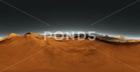 Panorama of Mars sunset, environment HDRI map Illustration #75227608