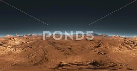 Panorama of Mars sunset, environment HDRI map: Graphic #75227661