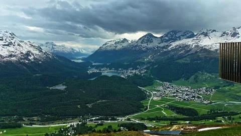 Panorama Of Muottas Muragl Summit In The... | Stock Video | Pond5